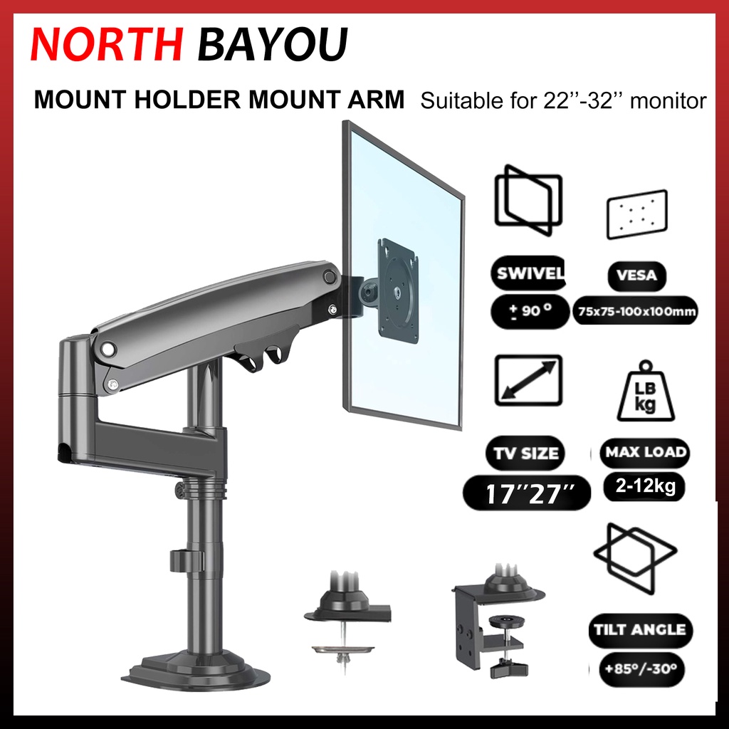 Monitor Stand Desk Stand Monitor Mount 22''-35'' Inch Gas Strut Single ...