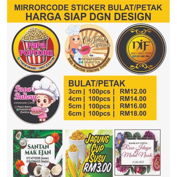 STICKER BULAT * STICKER PETAK * MURAH * CANTIK * CUSTOM MADE | Shopee ...