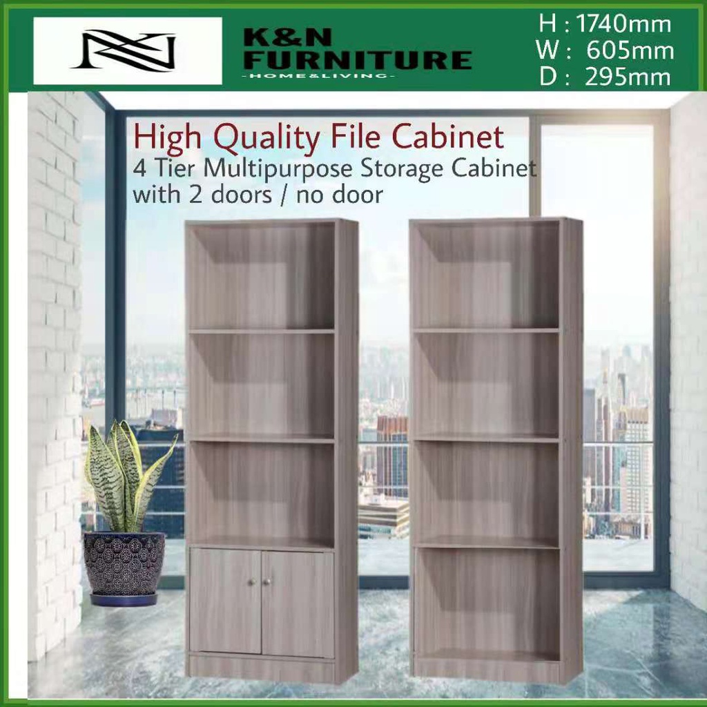 File Cabinet/ 4-Tier Multipurpose Storage Cabinet WITH DOOR/ Rak Buku ...