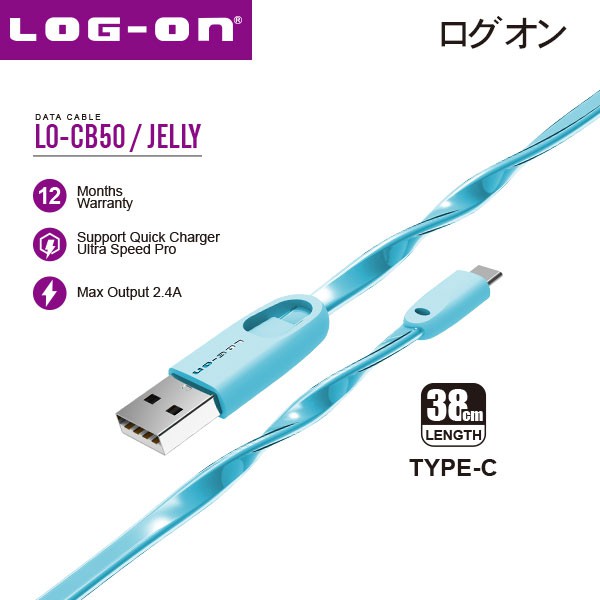 Log-on Jelly usb TYPE-C data cable 38cm LO-CB50 cable LOGON fast ...