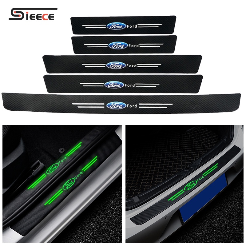 Sieece Car Door Sill Protector Carbon Fiber Luminous Door Sill ...