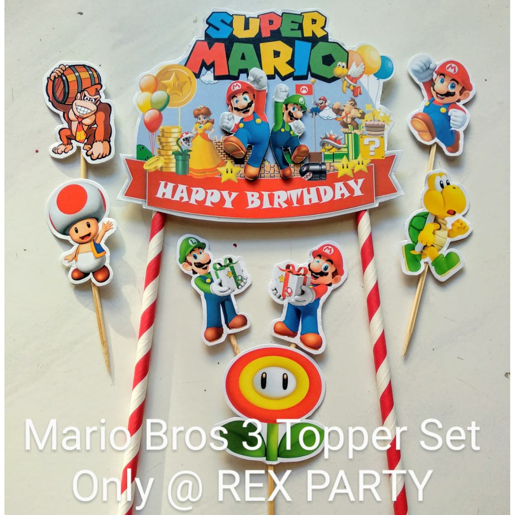 Mario Bros Cake Topper/Mario Bros Cake Topper/3D Cake Birthday Topper ...