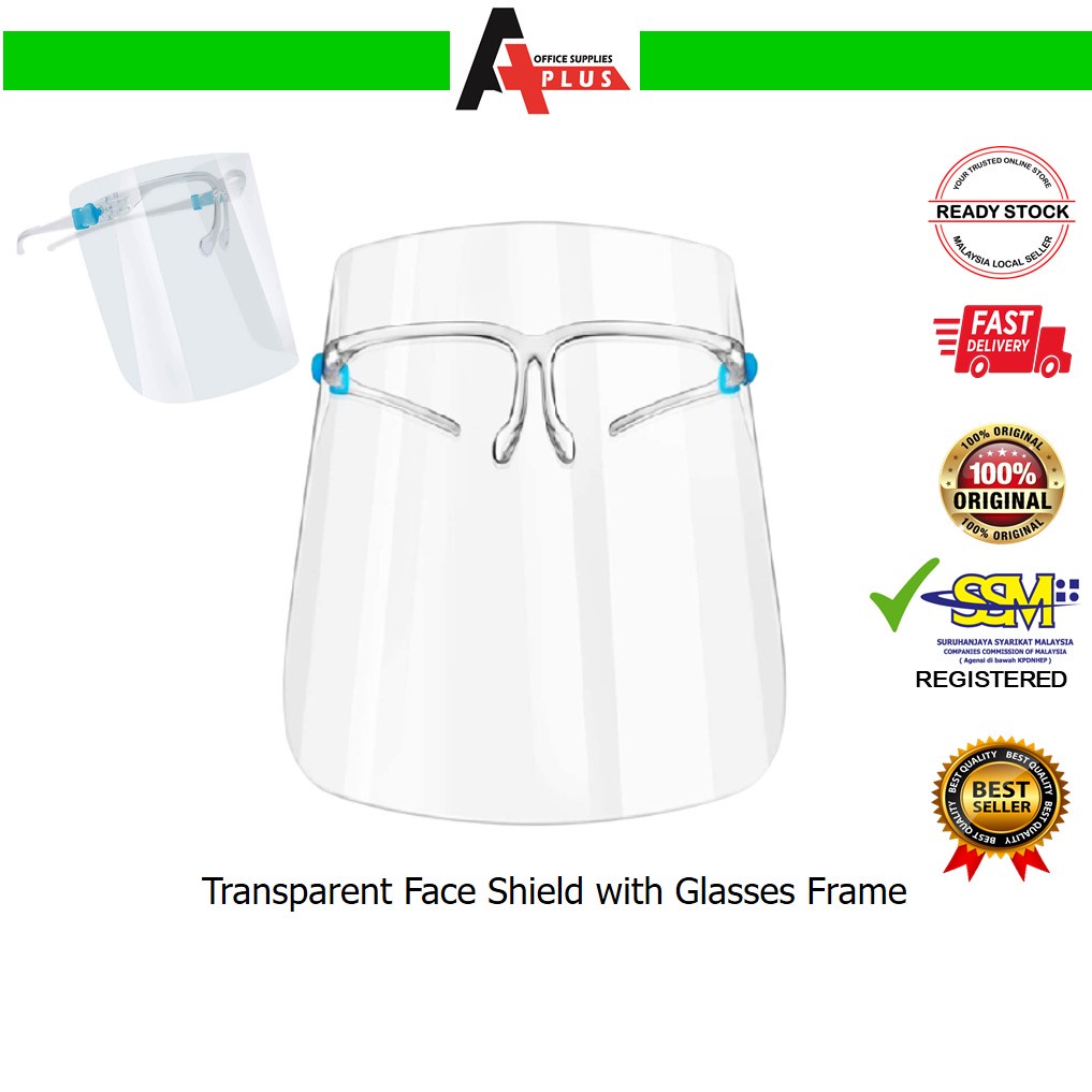 Transparent Face Shield with Glasses Frame / Pelindung Muka Lutsinar ...