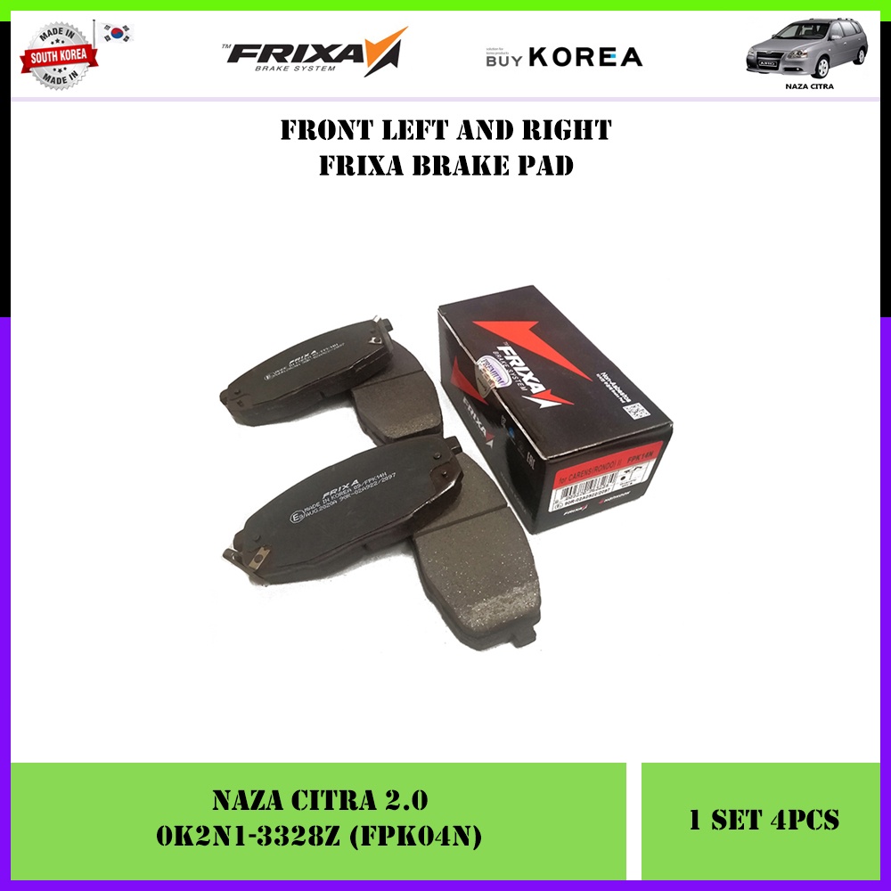 Naza Citra Frixa Brake Pad (Front FPK14N~FPH20 / Rear FPK04R) | Shopee ...