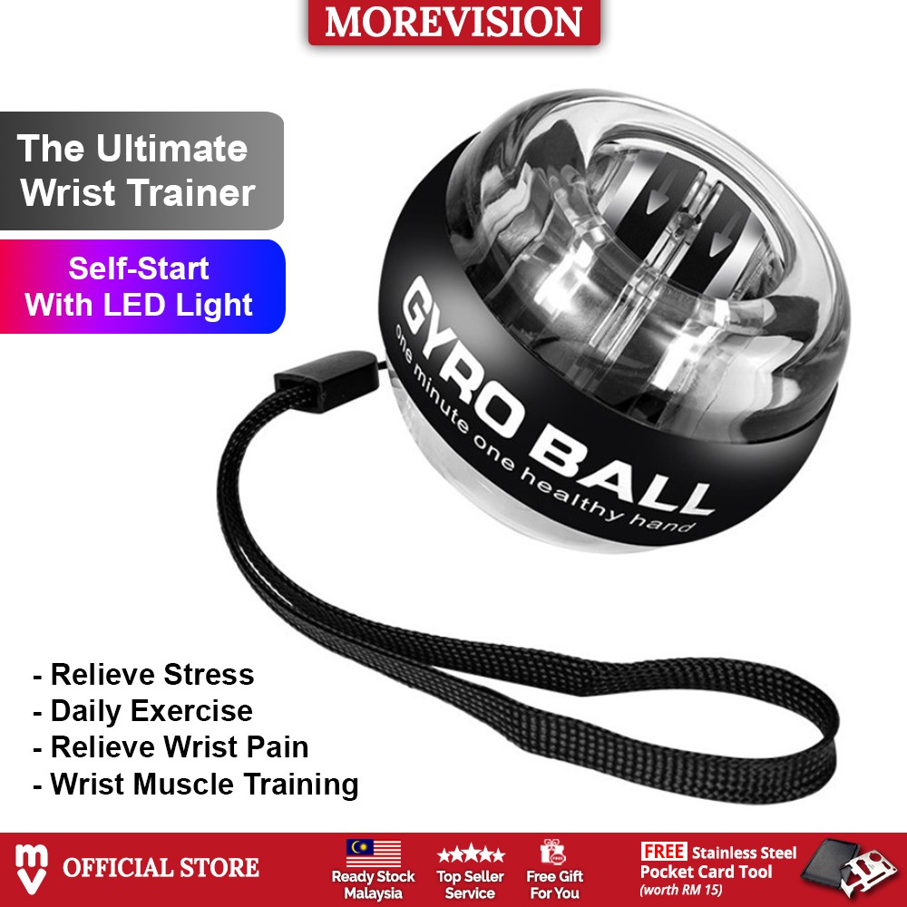 Gyro Ball Gyroscope LED Wrist Ball Power Gym Training Exercise Tool ...