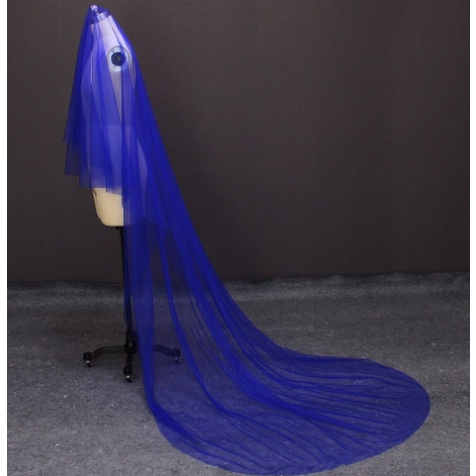 Bridal Veil / Veil Royal Blue Long Wedding Veil WITHOUT Comb New ...