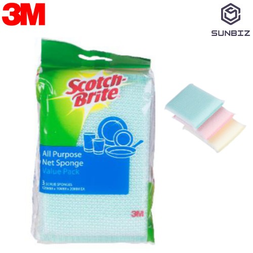 3M Scotch Brite - All Purpose Cleaning Net Sponge for Kitchen Dish Wash ...