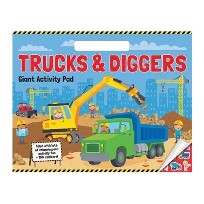 Trucks & Diggers Colouring Giant Activity Book For Kids With 100 ...
