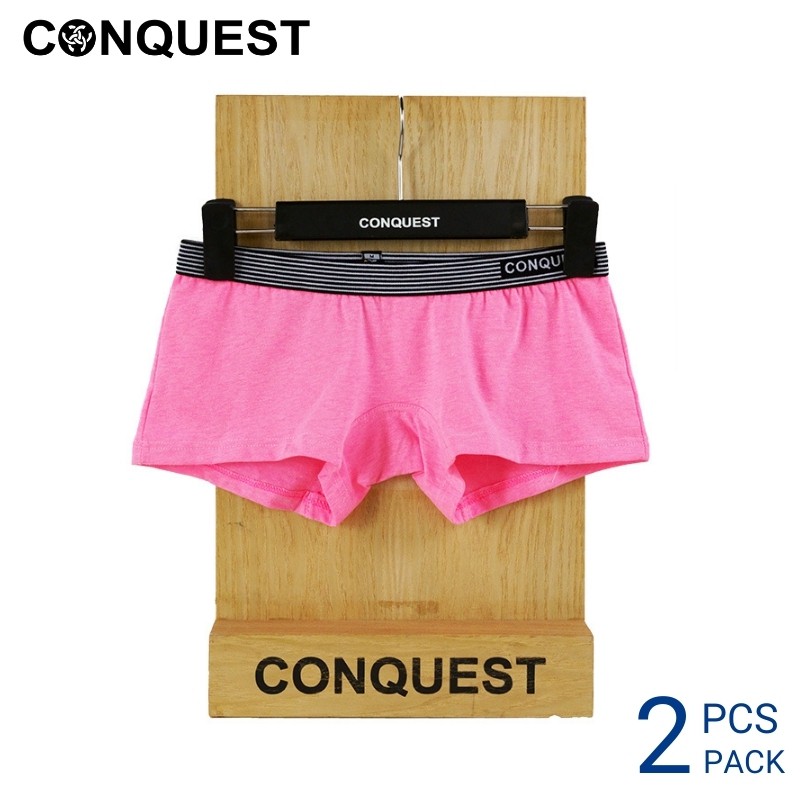 CONQUEST Women Cotton Spandex Boy Short Underwear (2 Pcs) CQL7216 ...