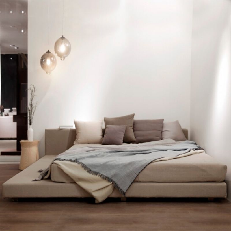 Soft bed tatami square bed fabric bed double bed removable and washable ...