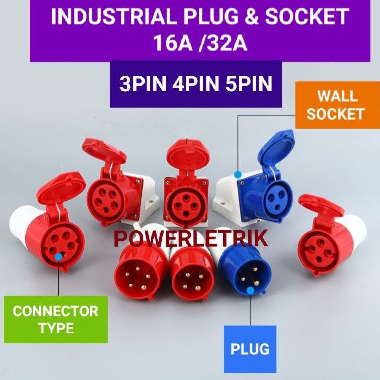 3PIN 4PIN 5PIN (16A 32A) INDUSTRIAL PLUG/WALL SOCKET/CONNECTOR SOCKET INDUSTRIAL PLUG & SOCKET ...