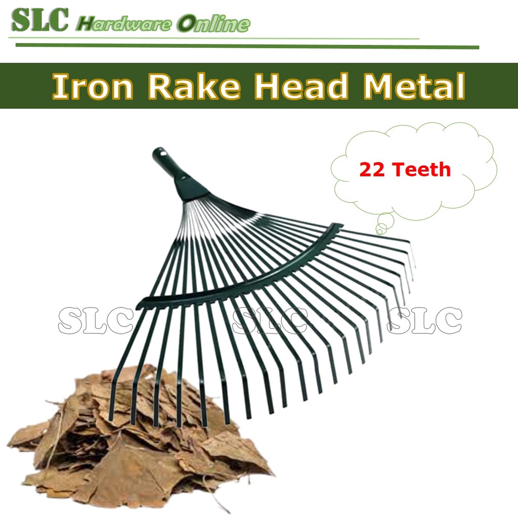 22 Teeth Iron Rake Head Metal Grass Rake / Kepala Penyakar Rumput Besi ...