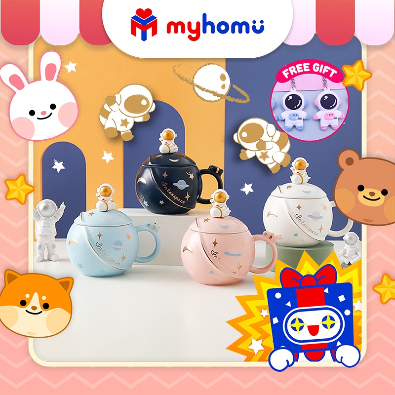 【Free Gift】Astronaut Planet Ceramic Mug Spoon Birthday Gift Cawan ...