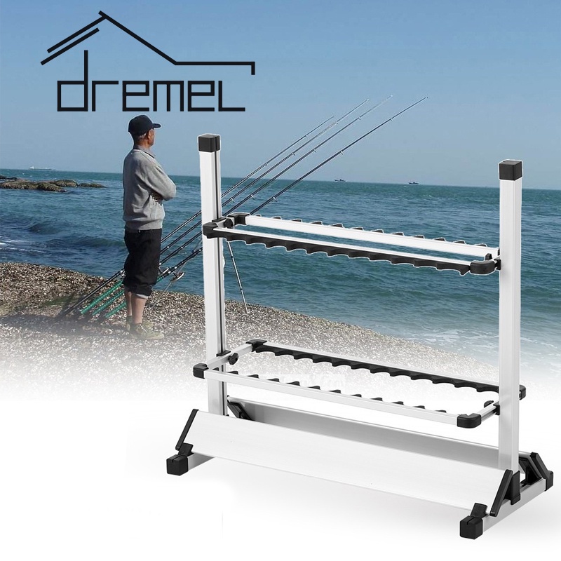 DREMEL 24 Hole Aluminum Alloy Fishing Gear Lure Rod Display Rack ...