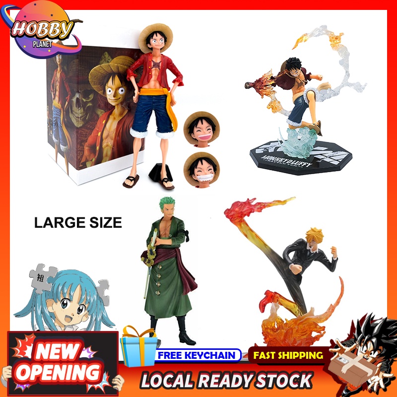 One Piece Large 15-29cm Grandista Luffy Zorro Sanji Battle Version Fire ...