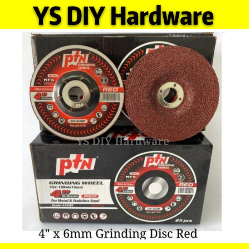 25 Pieces PTN 4” Grinding Disc ( Red ) Grinding Disc For Grinding Metal ...