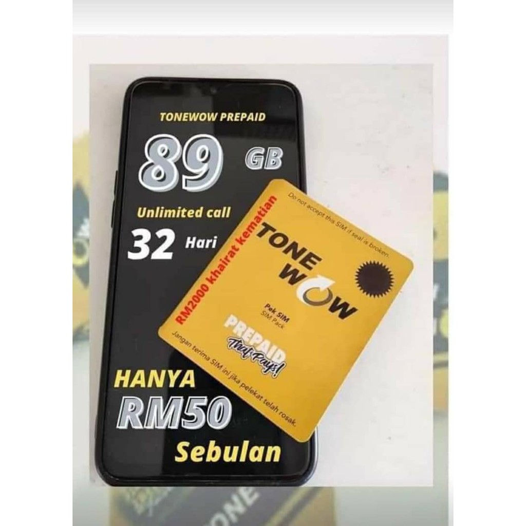 SIMKAD TONE WOW Prepaid Sim Card Unlimited Internet Unlimited + CALL ...