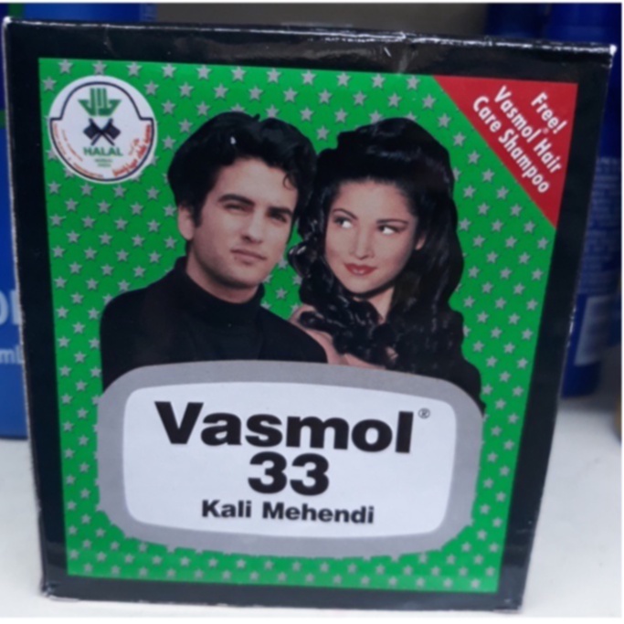 Vasmol 33 (6 Sachets x 5g (1Box) Kali Mehendi Black Hair Dye Readystock ...