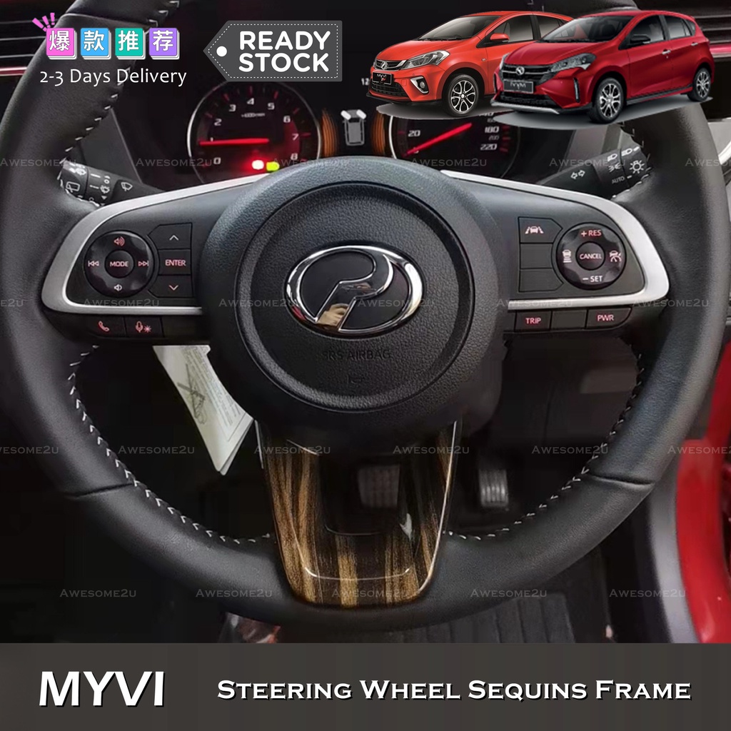 Awesome2u Perodua Myvi 2022 Car Steering Wheel Sequins Frame Cover ...