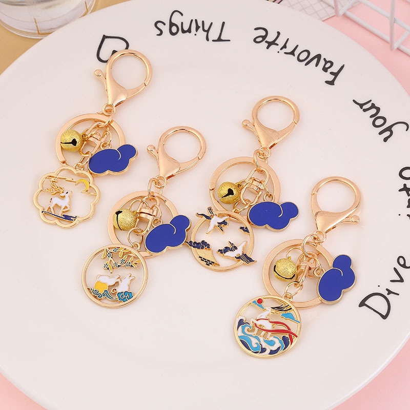 Cartoon Deer Rabbit Crane Key Ring Enamel Key Chains Friendship Gifts ...