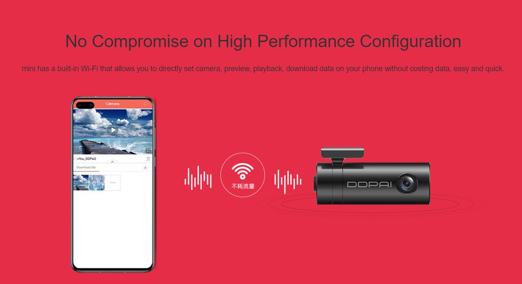 DDPai Mini Dash Cam 1080p Rotatable Lens WiFi 128GB SD Card 24 Hours ...