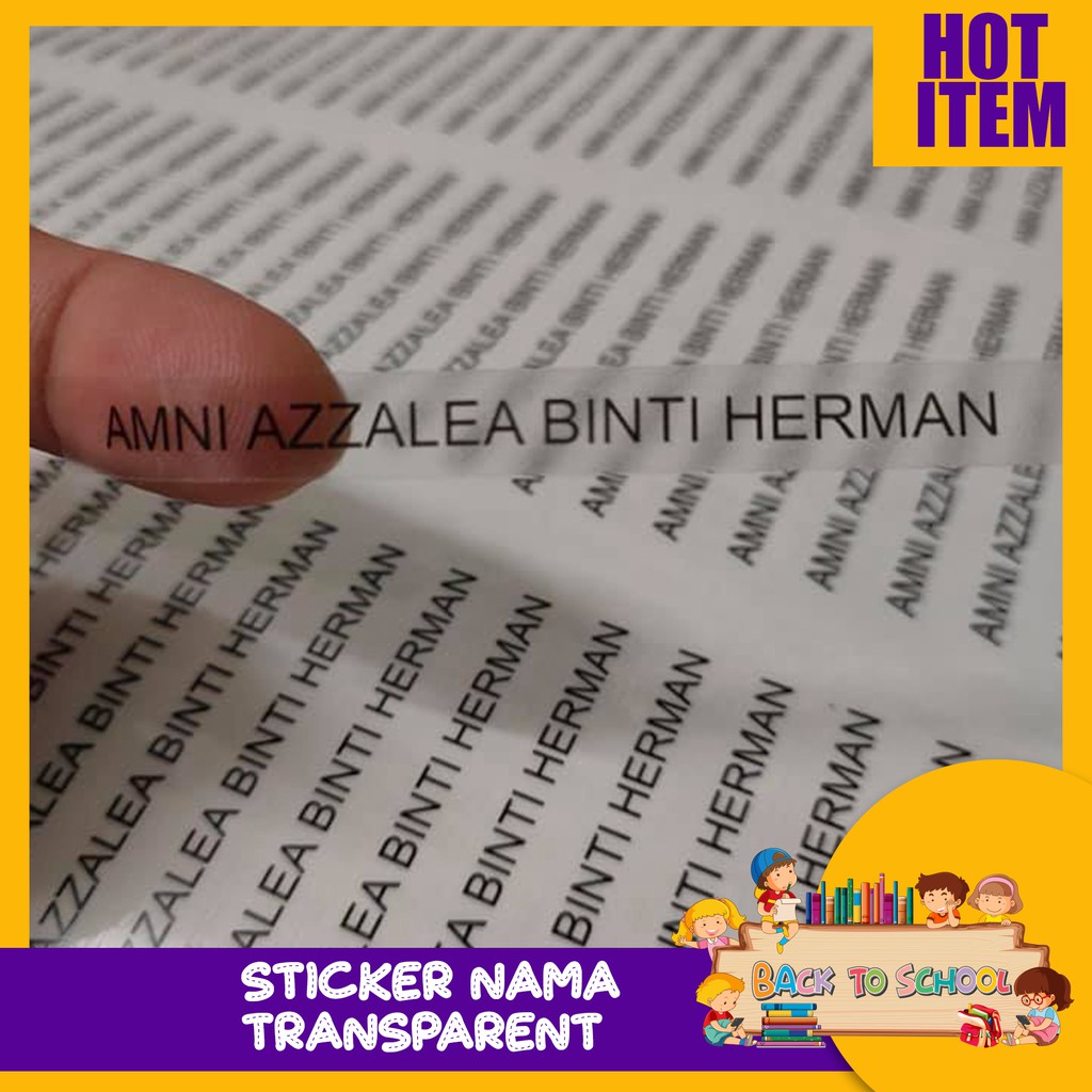 🔥HOT ITEM🔥 [💦STICKER WATERPROFF💦] STICKER NAMA TRANSPARENT ATAU ...
