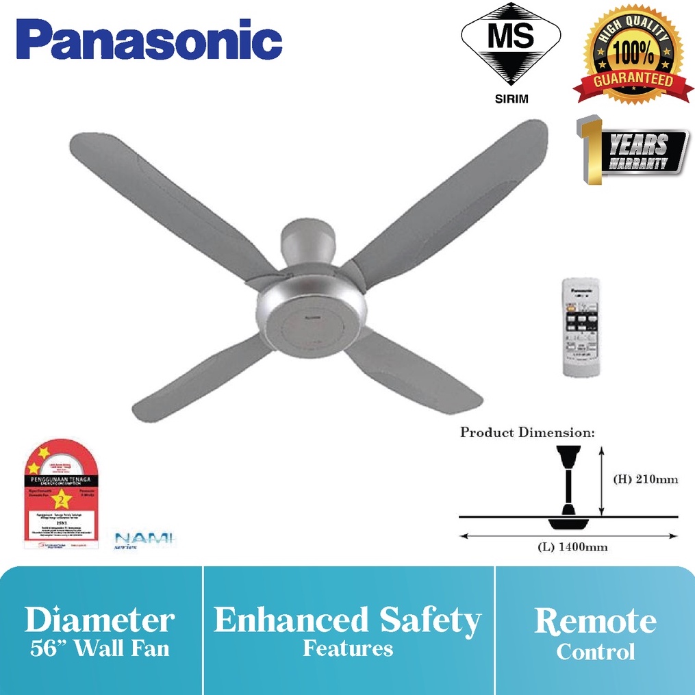 Panasonic Nami 4 4-Blade 1400mm (56 inch) FM14E2 Ceiling Fan | Shopee ...