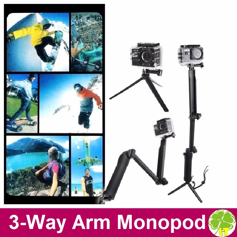 3-Way Arm Monopod + Tripod (Extend up to 62cm /Suitable for all Action ...