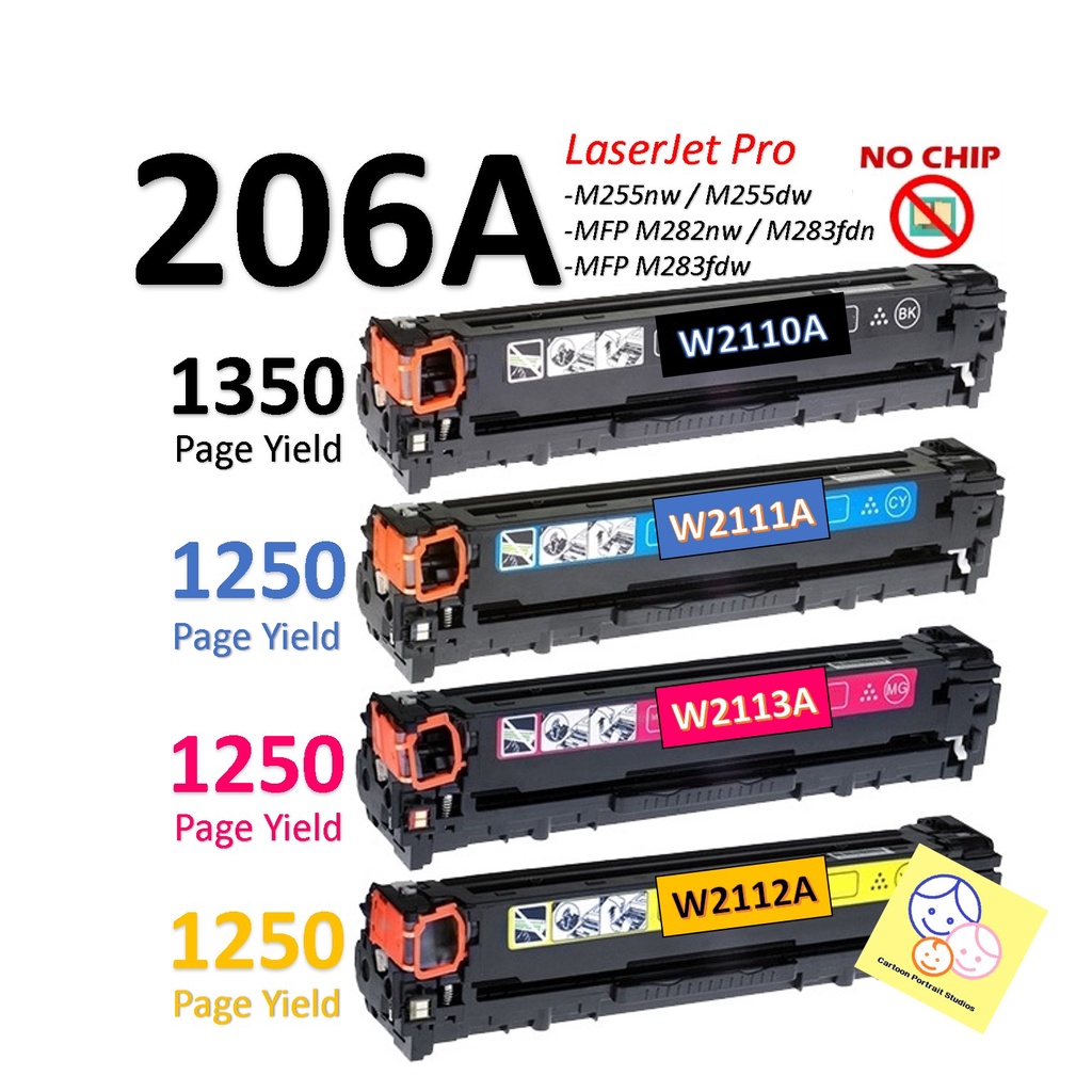 HP 206A BCMY Compatible LaserJet Toner Cartridges HP206A W2110A W2111A ...