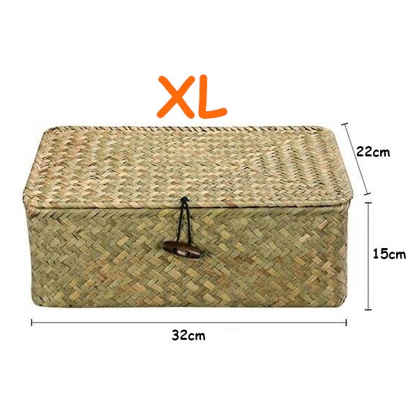 [OneHome] Multipurpose Rattan Storage Box Bins Basket Hand Woven Lid ...