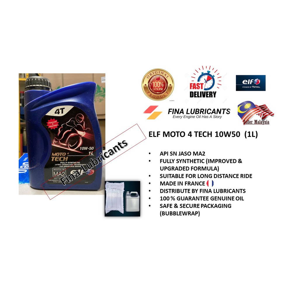 ELF Moto 4 Tech 4T SAE 10W50 JASO MA2 Fully Synthetic | Shopee Malaysia