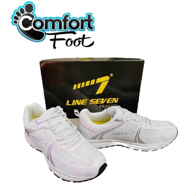 Kasut Sukan Line Seven Warna Putih/Men's All White Line Seven sports ...