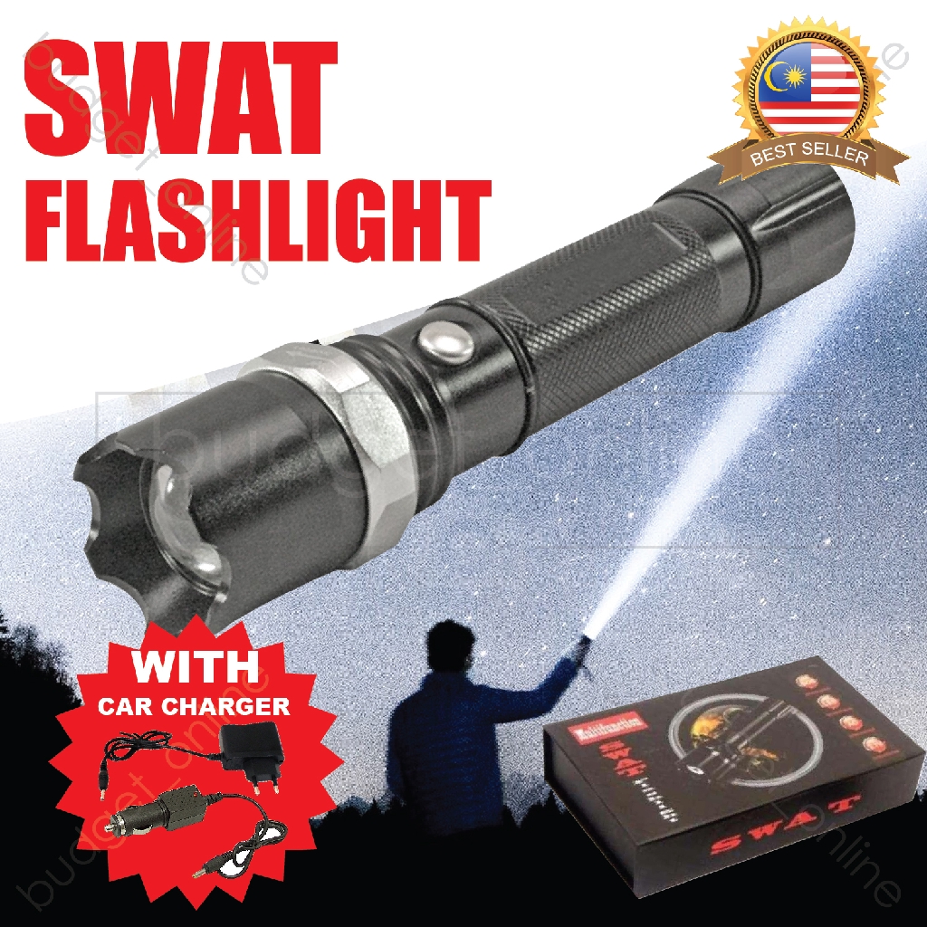Multifunction SWAT Zoom Flashlight/Torchlight Rechargeable/Lampu Suluh ...