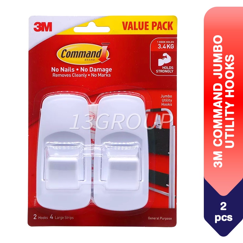 3M Command General Purpose Jumbo Utility Hooks, 2s (17004VP) | Shopee Malaysia