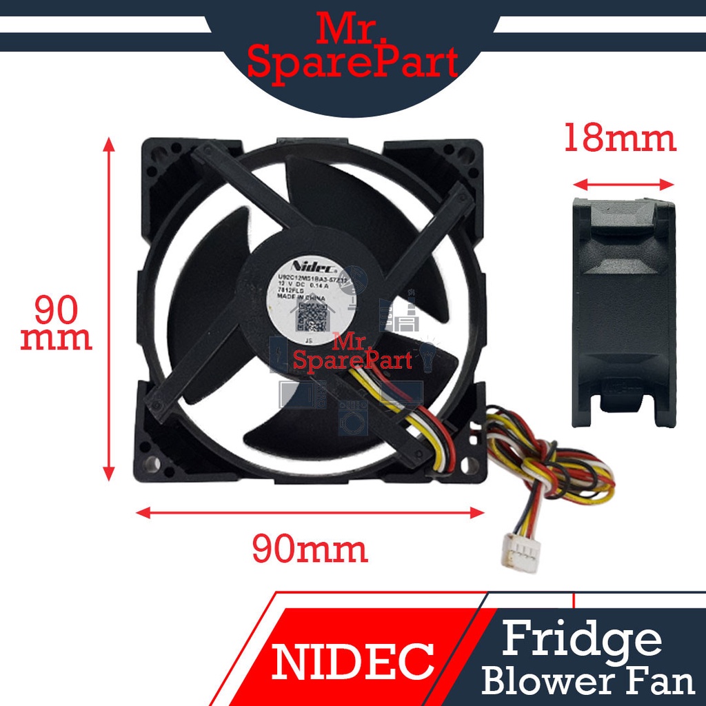 Nidec Fridge Blower Fan DC12V 4 Wire ( 0.14A ) | Shopee Malaysia