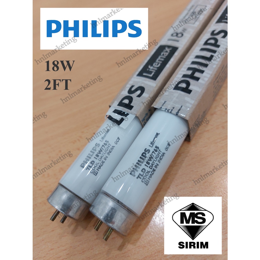 30PCS PHILIPS 18W 2FT LIFEMAX FLUORESCENT TUBE LIGHT 6500K DAYLIGHT ...