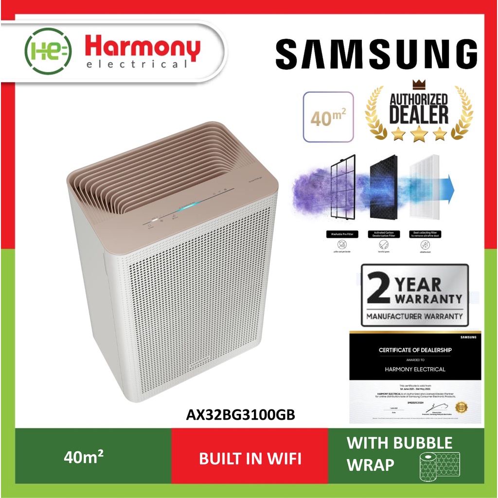 (FREE DELIVERY) SAMSUNG Smart Air Purifier AX32BG3100GB/ME 40㎡ Built In ...