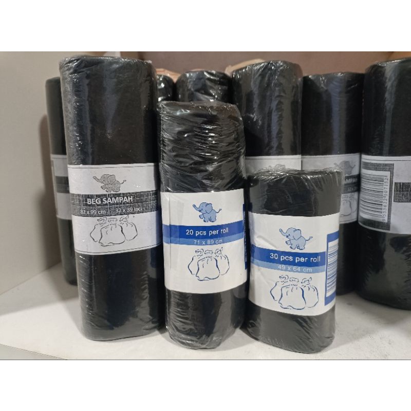 (Ready Stock) Black Garbage Bag Hitam Plastik Sampah Cap Gajah 黑色垃圾袋 ...