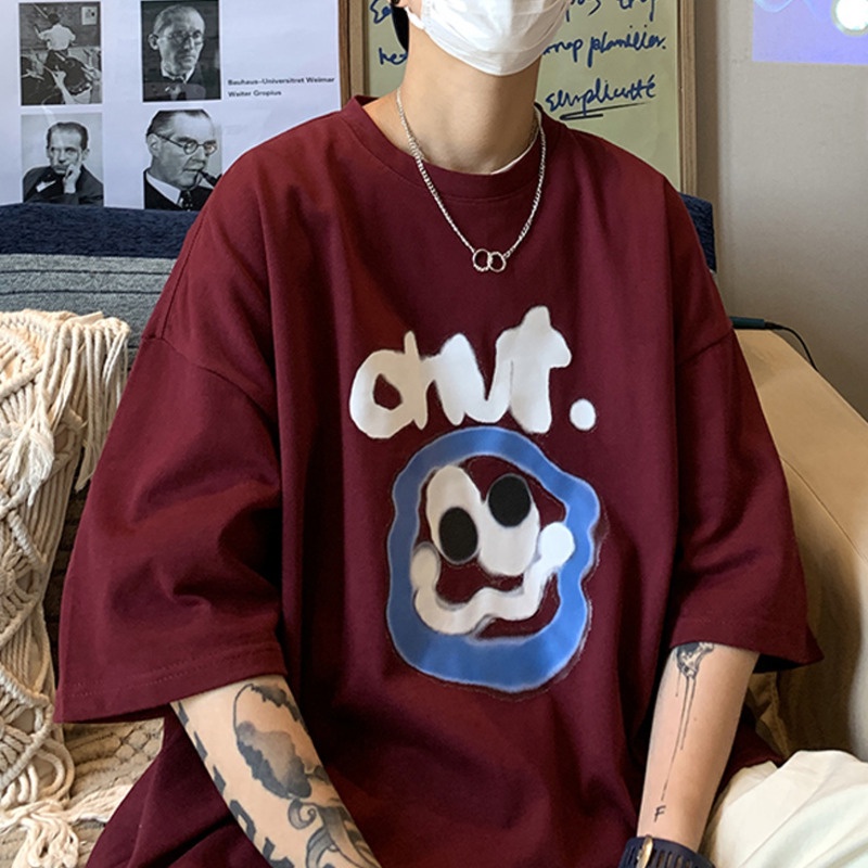 S-7XL Oversized Cotton Men T Shirt Short Sleeve Red Hip Hop Sports T ...