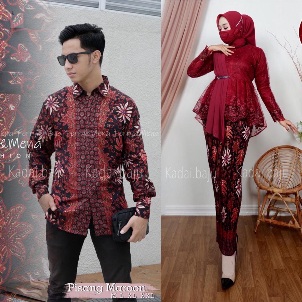 Kadai.baju / couple Set Kebaya aurora shawl Brocade tile embroidery ...