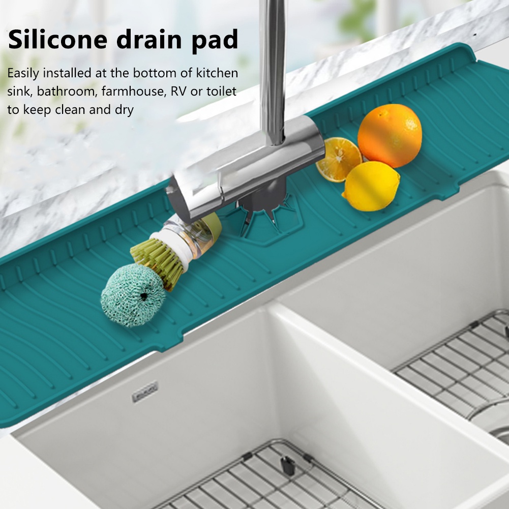 Kitchen Faucet Absorbent Mat Silicone Sink Splash Guard Water Draining ...