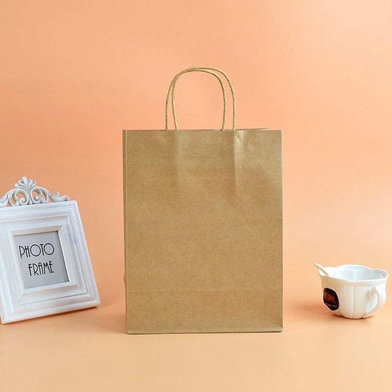 Handy Brown Kraft Paper handle Gift Paper Bag Beg Present Brown Party ...