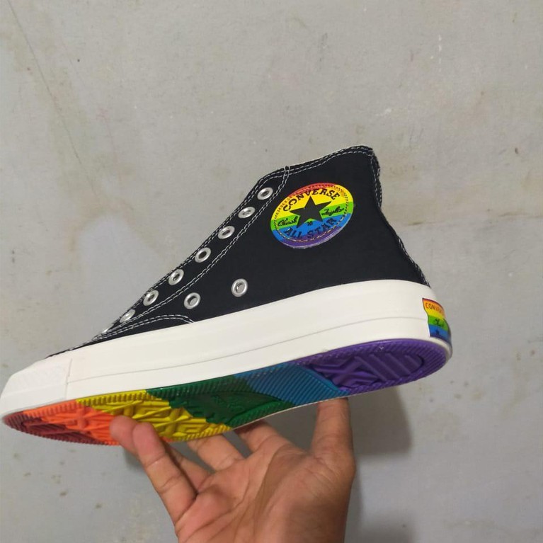 Converse Allstar 70s Rainbow High Black White Converse High Converse ...