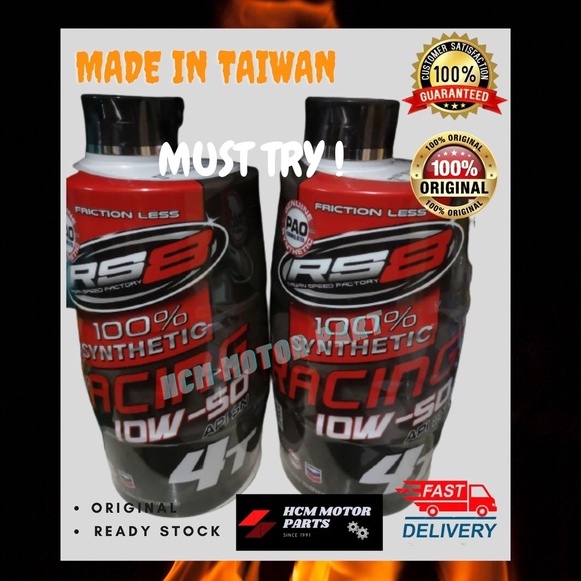RS8 ENGINE OIL 10W-50 FULLY SYNTHETIC RACING 4T 1LITRE MINYAK HITAM ...