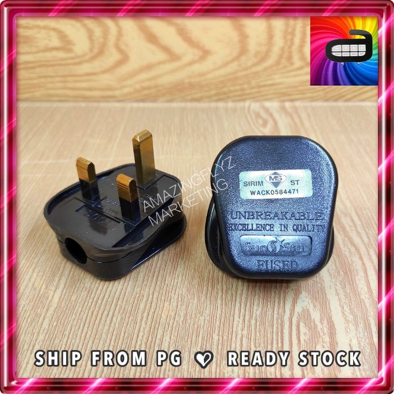 13A 3 Pin Plug Top SIRIM Black Color(1pcs) | Shopee Malaysia
