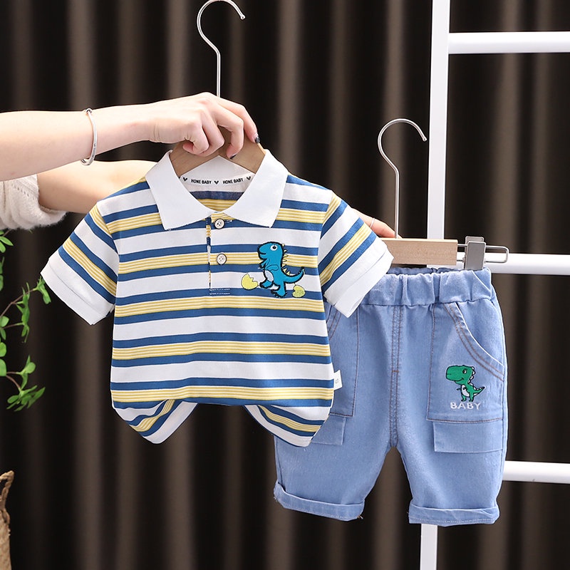 New Baby Summer Clothing Toddler Children Boy Short Sleeve Cartoon Dinosaur T-shirt Pants ...