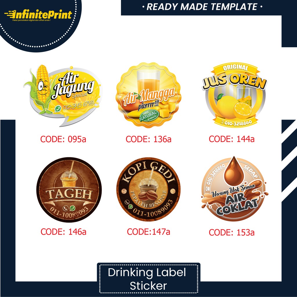 Air Sticker/Drinking Sticker Label Product - Label 5cm Murah Siap ...