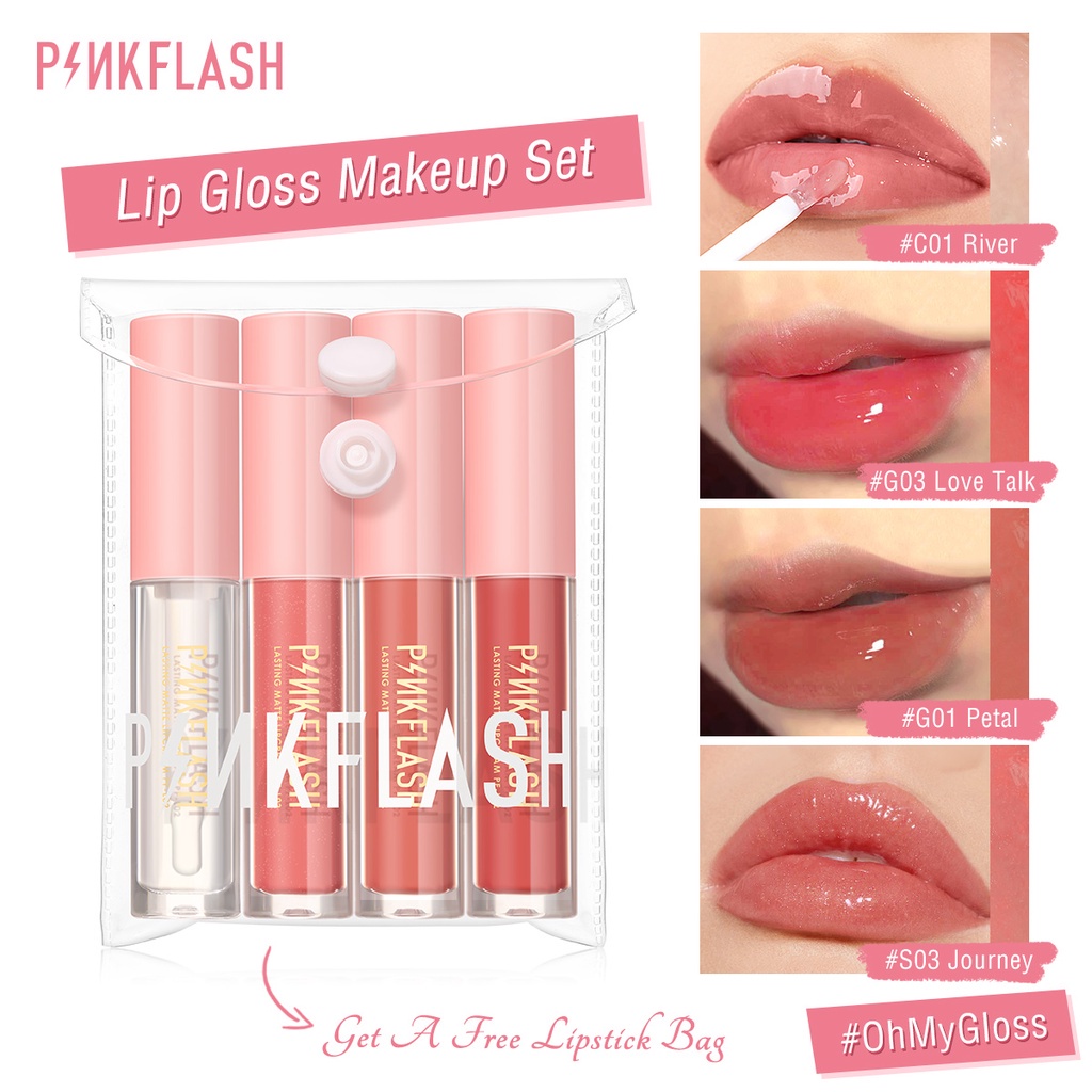 PINKFLASH 5PCS Lip Gloss Lip Tint Set OhMyGloss High Shine Lip Gloss ...