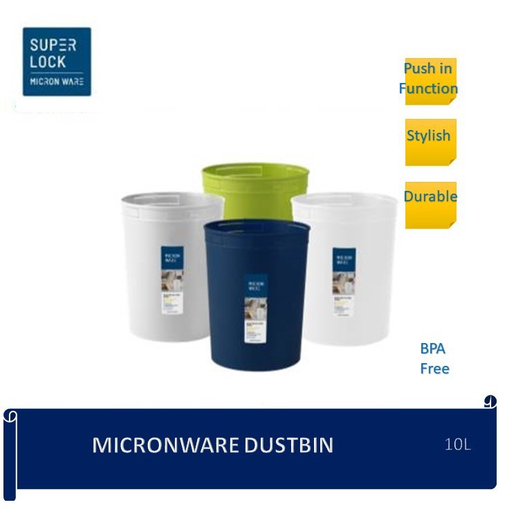 SUPERLOCK Dustbin 10L / Rubbish bin - by Micron ware | Shopee Malaysia