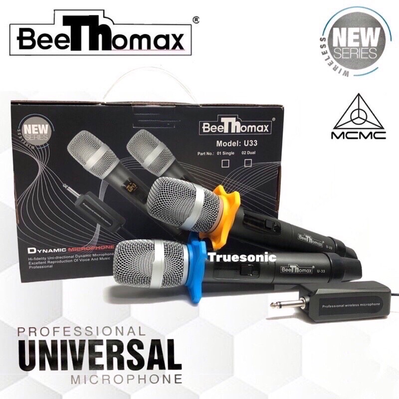 BeeThomax U33 UHF Dual Channel Handheld Wireless Microphone | Shopee ...
